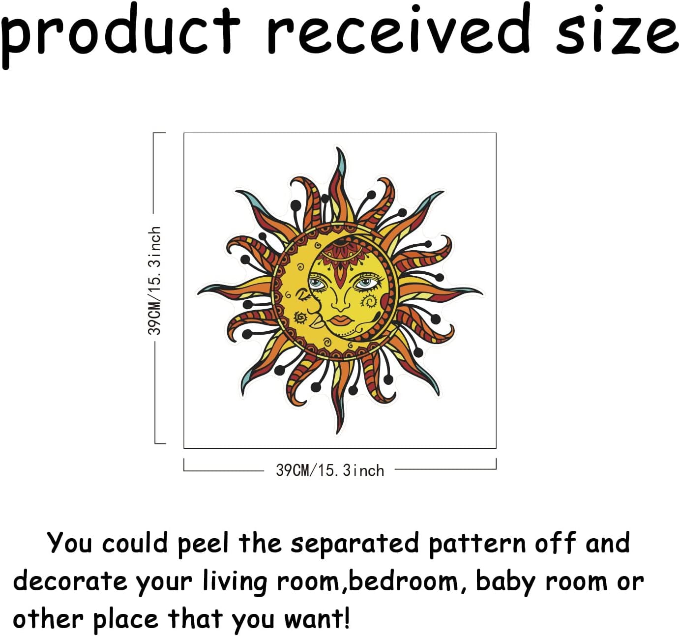 1 sheet Moon and Sun Stickers Mandala Arts Full color Wall Decal ...
