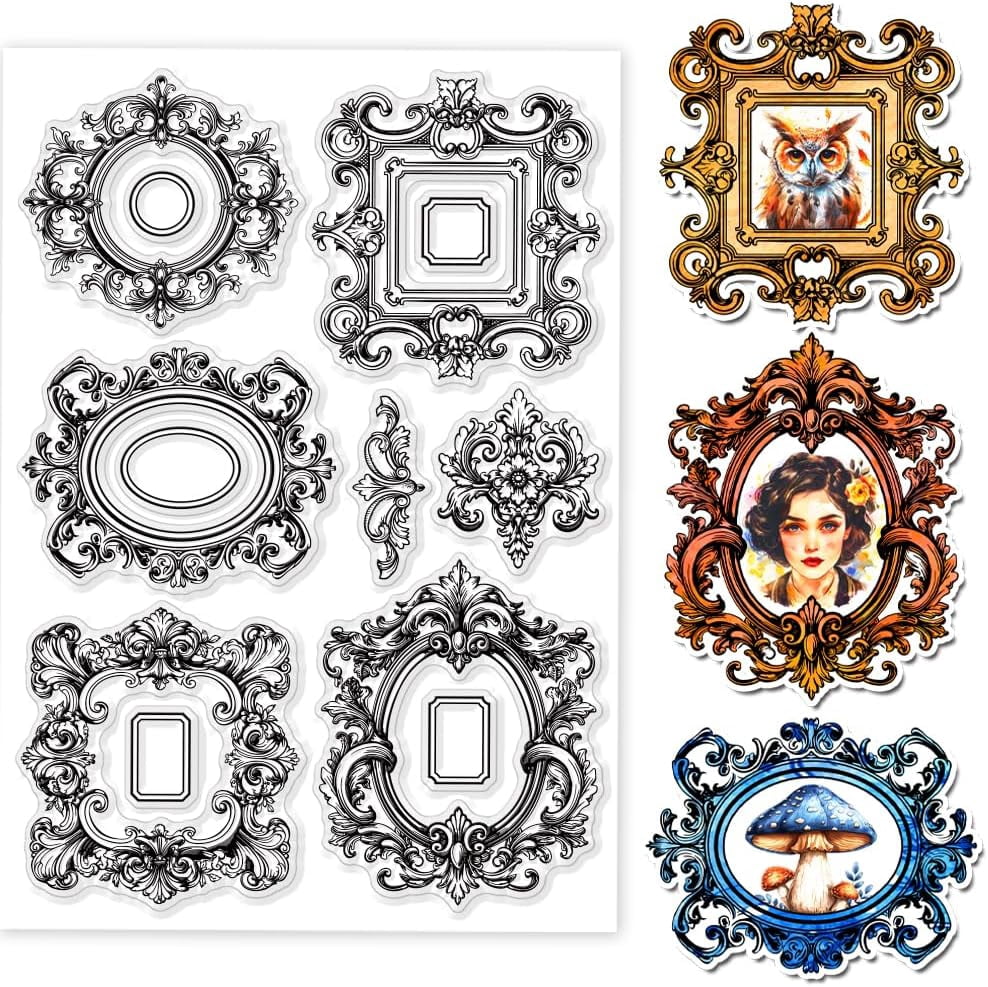 1 sheet Retro Baroque Frame Clear Stamps for Cards Making Vintage Lace ...