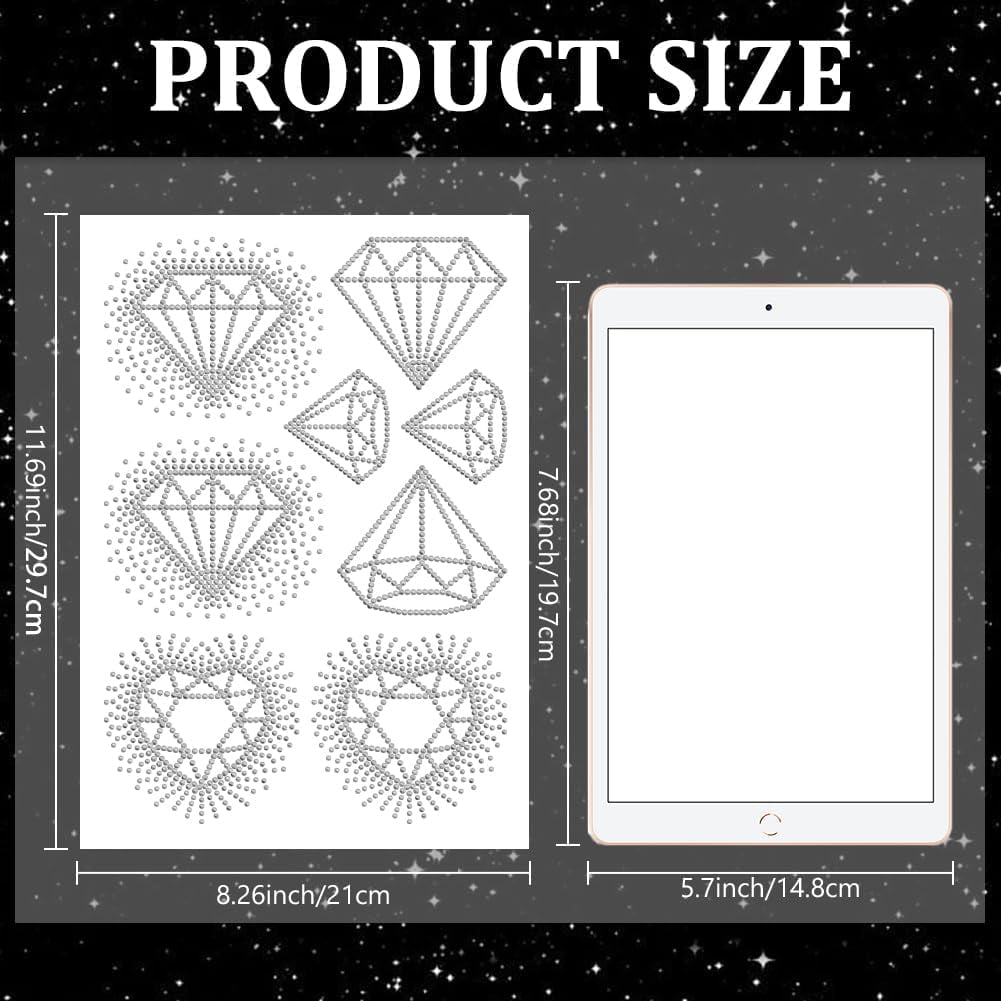 1 sheet Rhinestone Diamond Hearts Iron on Sticker Gradient Diamond ...