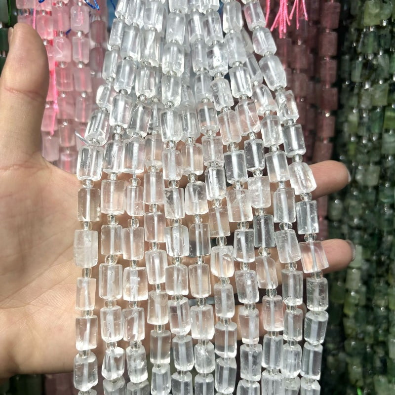 1 strand 8x12mm natural stone faceted column beads – irregular barrel ...