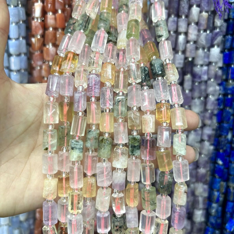 1 strand 8x12mm natural stone faceted column beads – irregular barrel ...