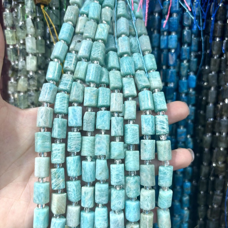 1 strand 8x12mm natural stone faceted column beads – irregular barrel ...
