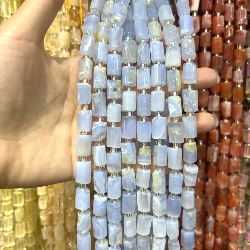 1 strand 8x12mm natural stone faceted column beads – irregular barrel ...
