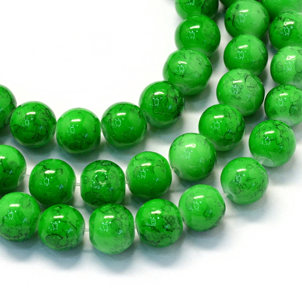 1 strand Baking Painted Glass Round Beads Strands Lime Green 8.5mm Hole ...