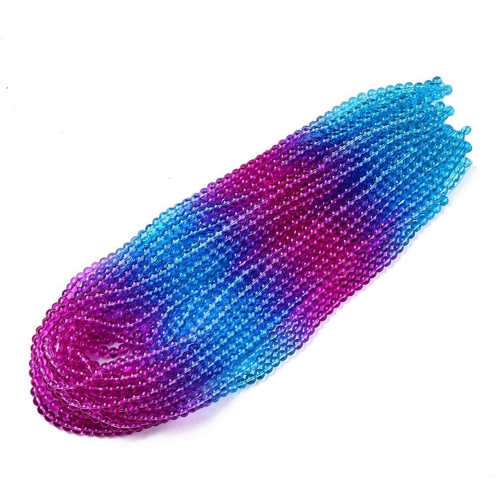 1 strand Baking Painted Transparent Glass Beads Gradient color ...