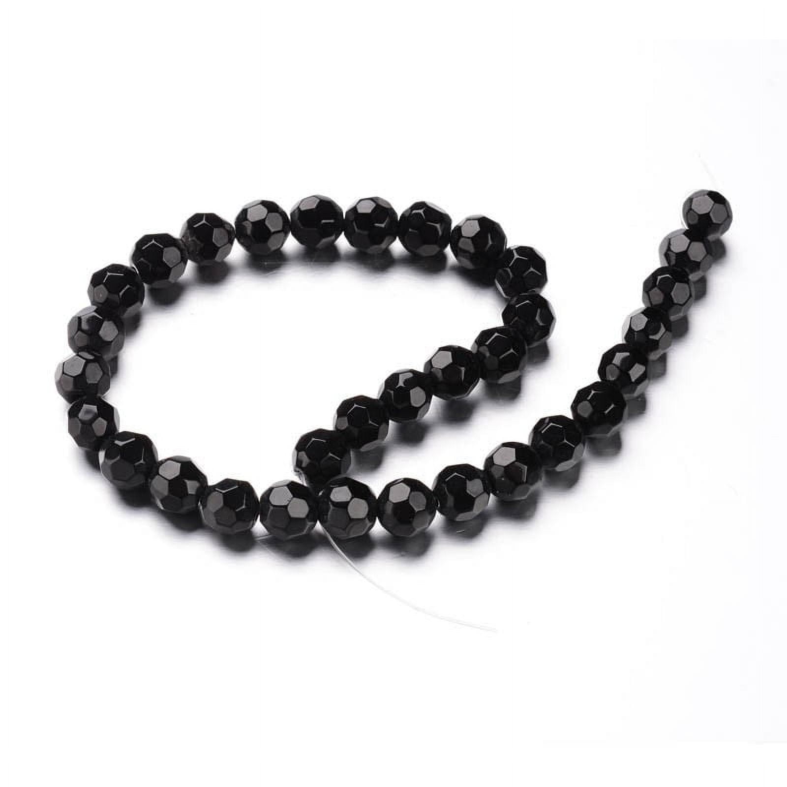 1 strand Faceted(32 Facets) Round Glass Bead Strands Black 8mm Hole ...