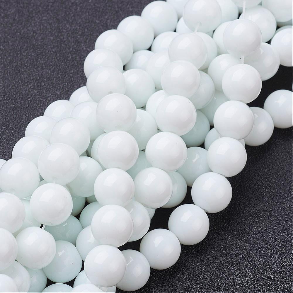 1 strand Glass Beads Strands Imitation Jade Round White 10mm in ...
