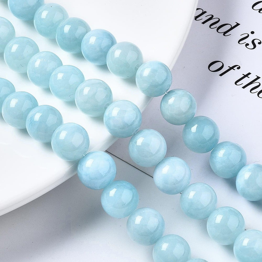 1 strand Natural Dyed Yellow Jade Gemstone Bead Strands Round Pale ...