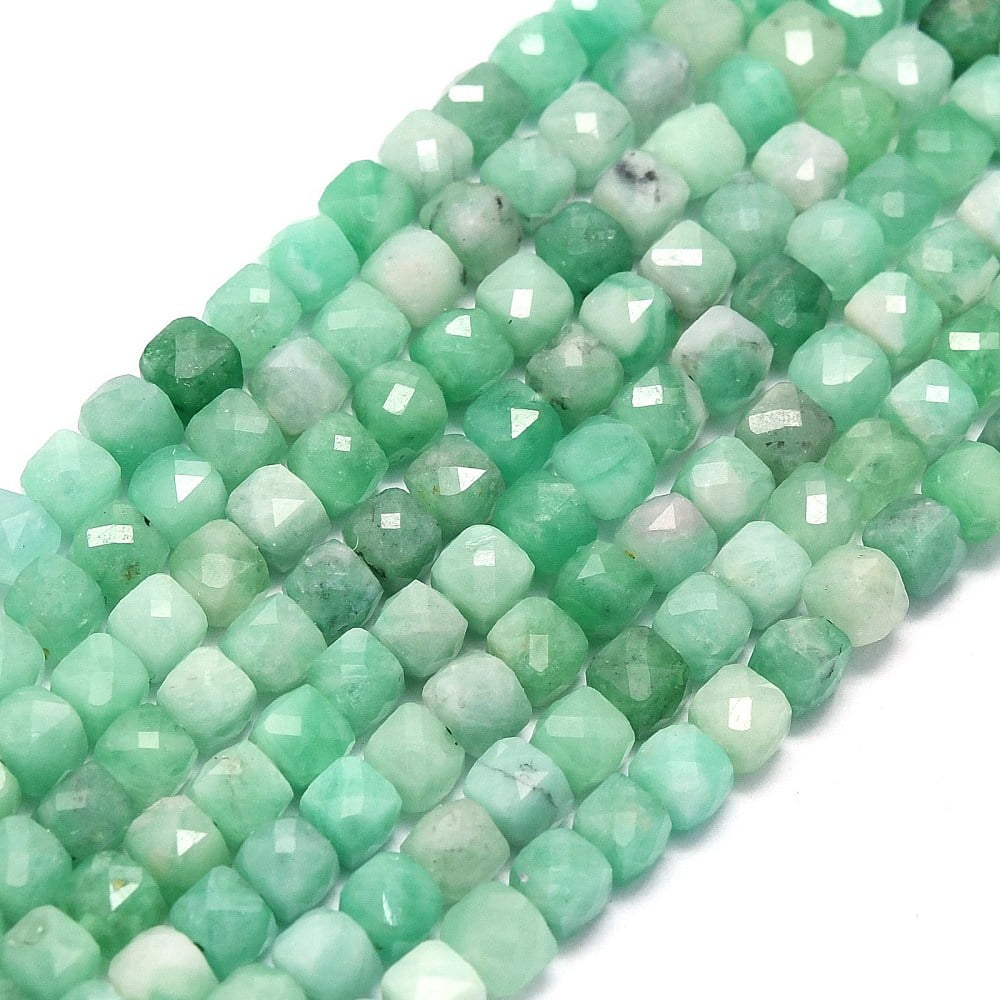 1 strand Natural Emerald Beads Strands Faceted Cube 4~4.5x4~4.5x4~4.5mm ...