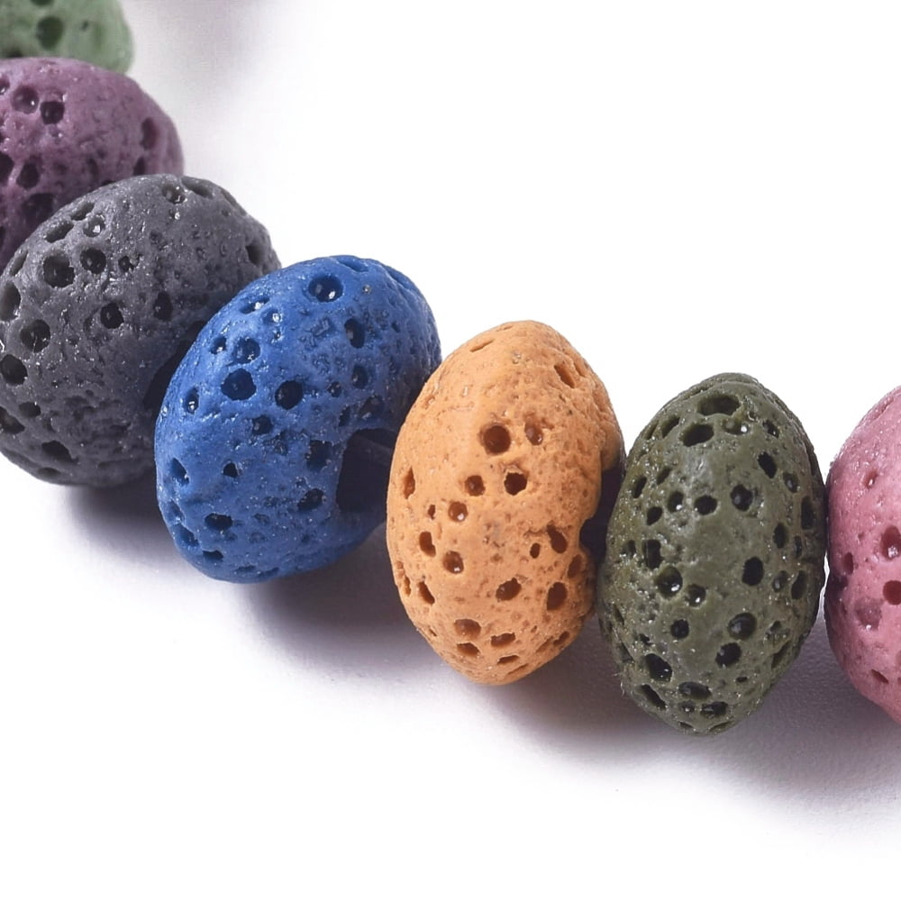 1 strand Natural Lava Rock Beads Strands Dyed Rondelle Colorful 8x5mm ...