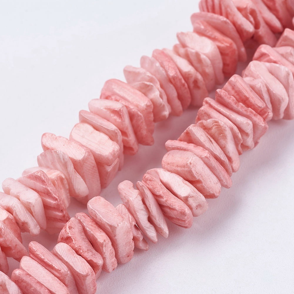 1 strand Natural Sea Shell Beads Strands Dyed Square Chip Pink Hole: 0 ...