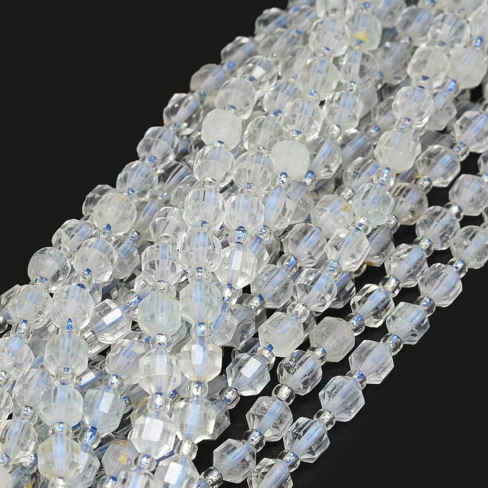 1 strand Natural White Topaz Beads Strands with Seed Beads Faceted ...