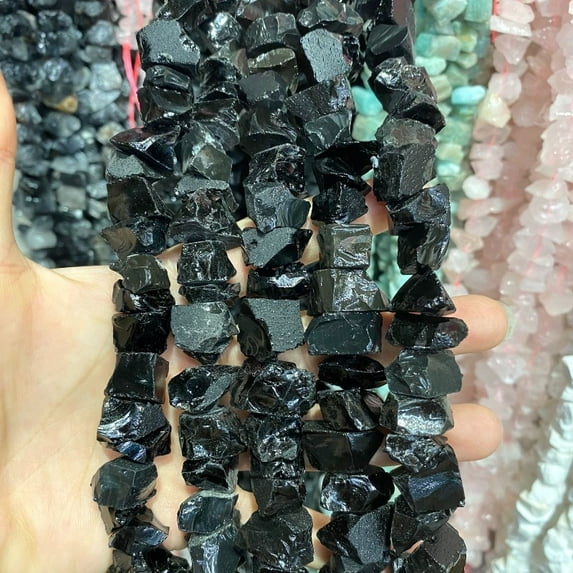 1 strand irregular raw natural crystal beads – rough hand-cut freeform ...