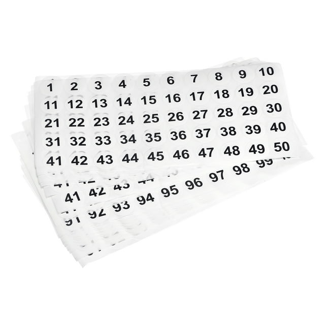 1 to 100 Number Stickers Number Label Self Adhesive Marked Sticker 25 ...