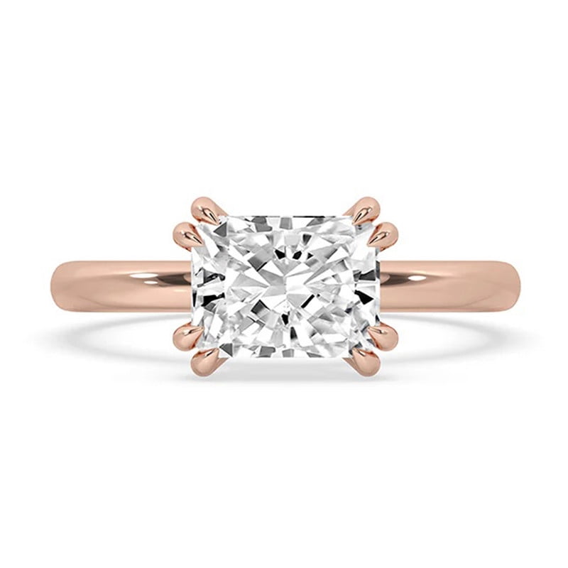 1 to 3 Carat Radiant Cut E VS1 Lab Grown Diamond East west Solitaire ...