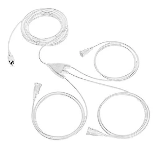1 to 3 Extension Cord Splitter - 28 Ft White Power Squid - 16/3 Outdoor ...