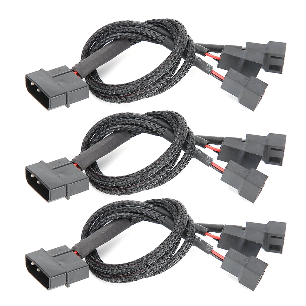 3Pcs Extension Cable 1 to 3 Way Splitter Sleeved 4Pin to 4Pin + 3Pin ...