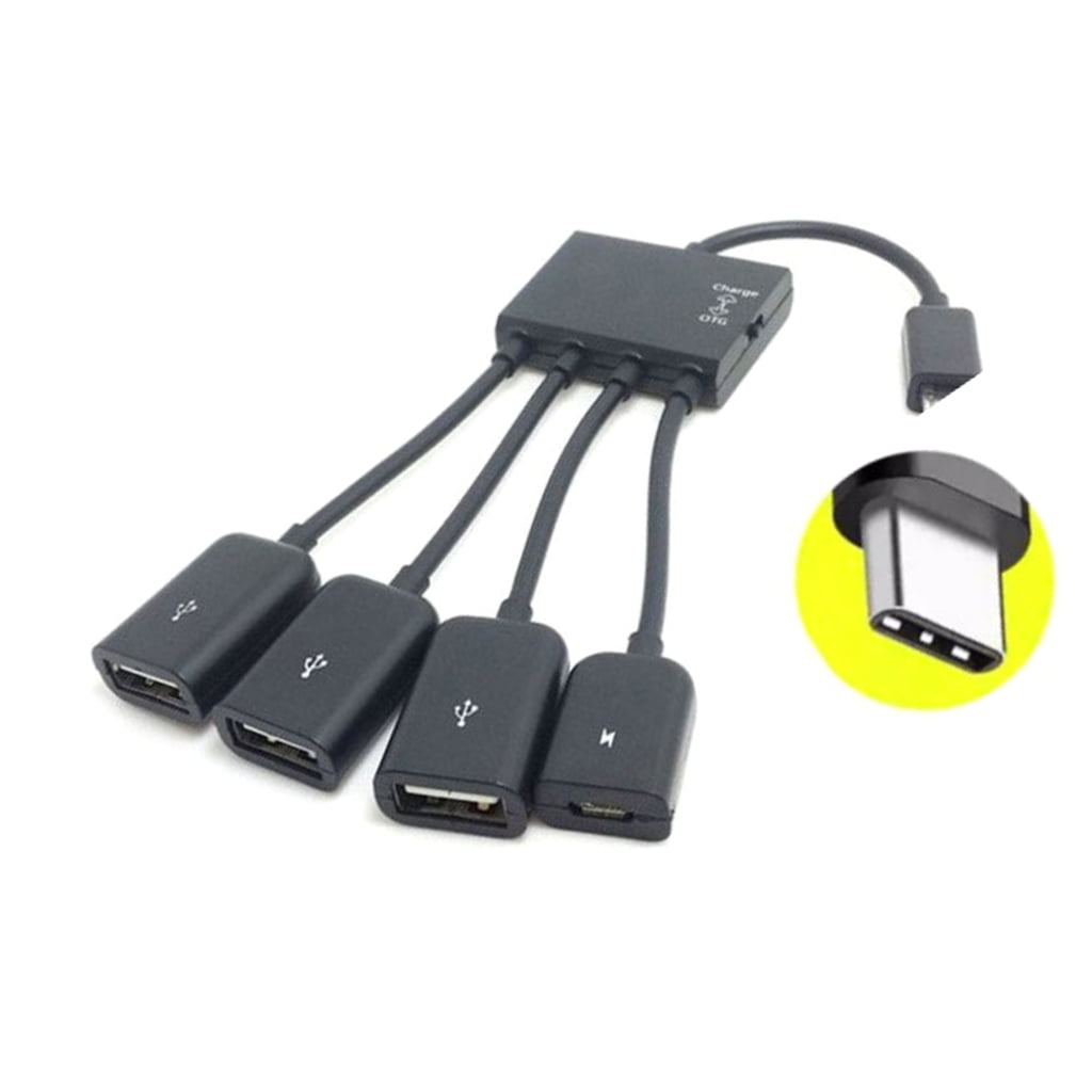 1 to 4 USB HUB MicroUSB/ TypeC OTG Charging Splitters Adapter Cable ...