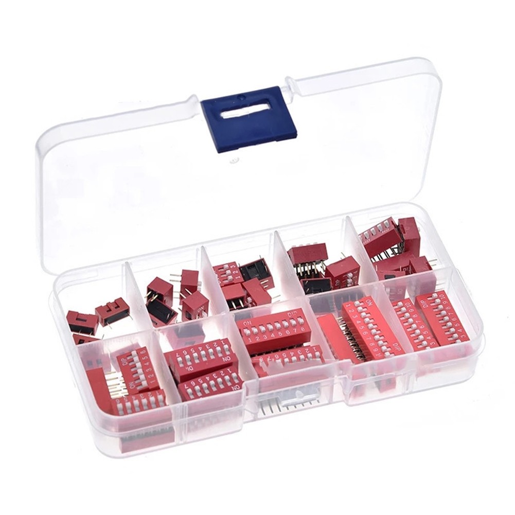1 to 9 Way 2.54mm Toggle Red Snap Switches Mixed Kit Each 5PCS ...