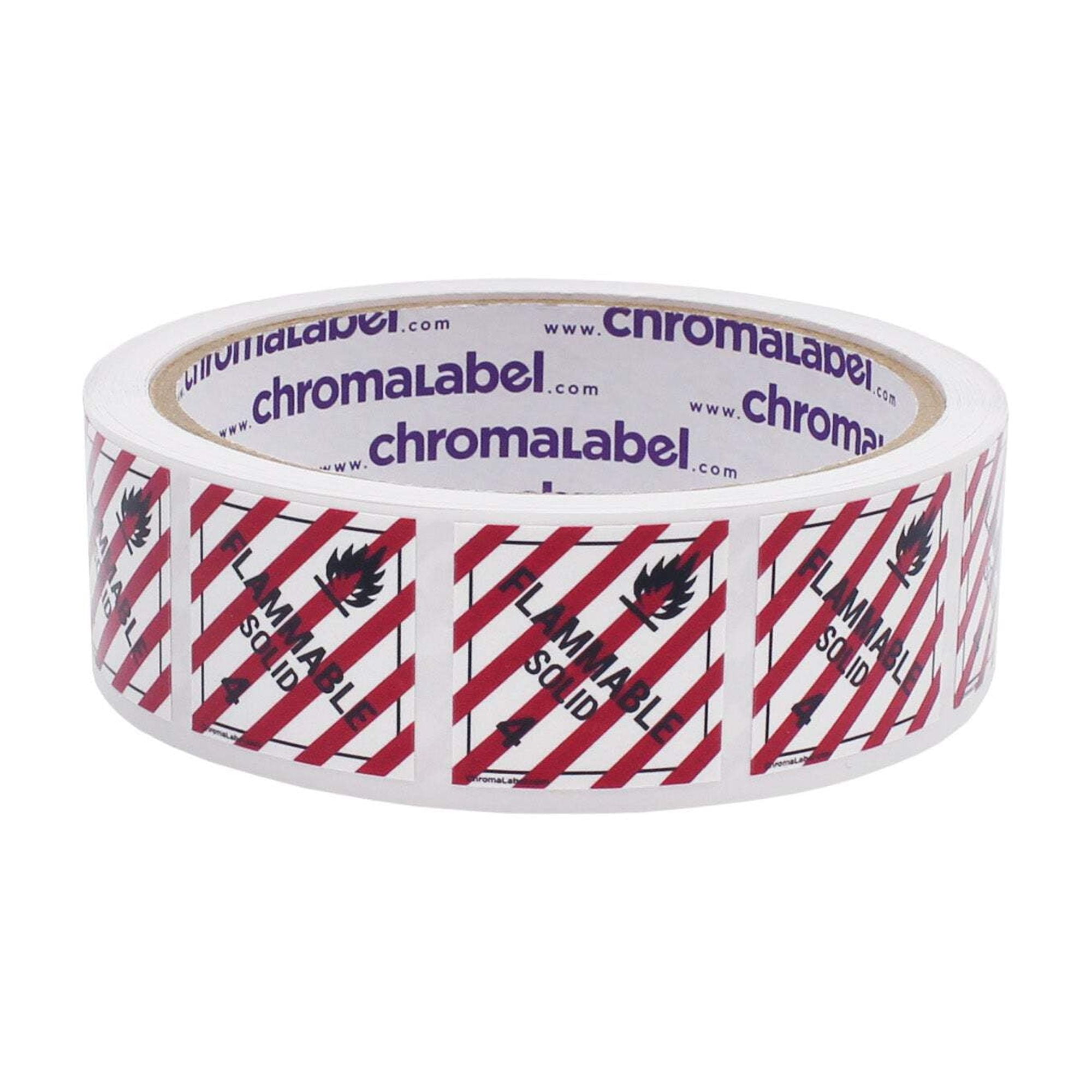 1" x 1" Permanent Durable D.O.T. Hazard Labels: Class 4 Flammable Solid ...