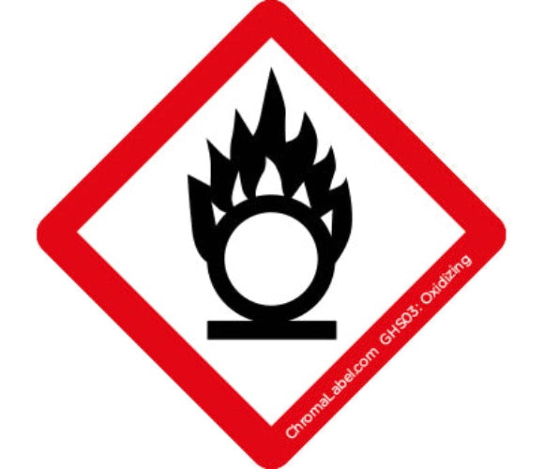 1" x 1" Permanent Durable D.O.T. Hazard Labels: GHS03: Oxidizing ...