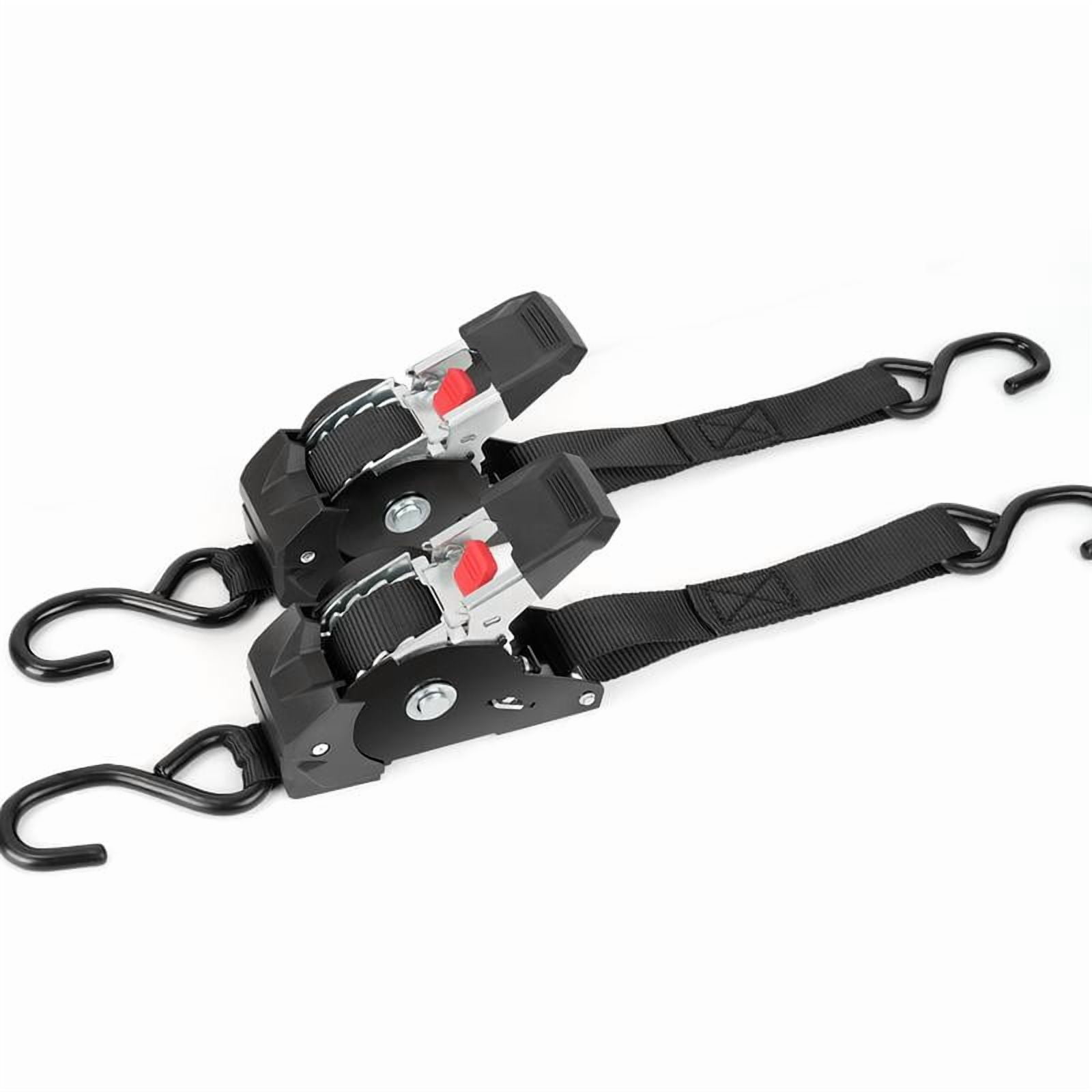 1" x 10' Black Heavy Duty Nylon Webbing Retractable Ratchet Straps (2 ...