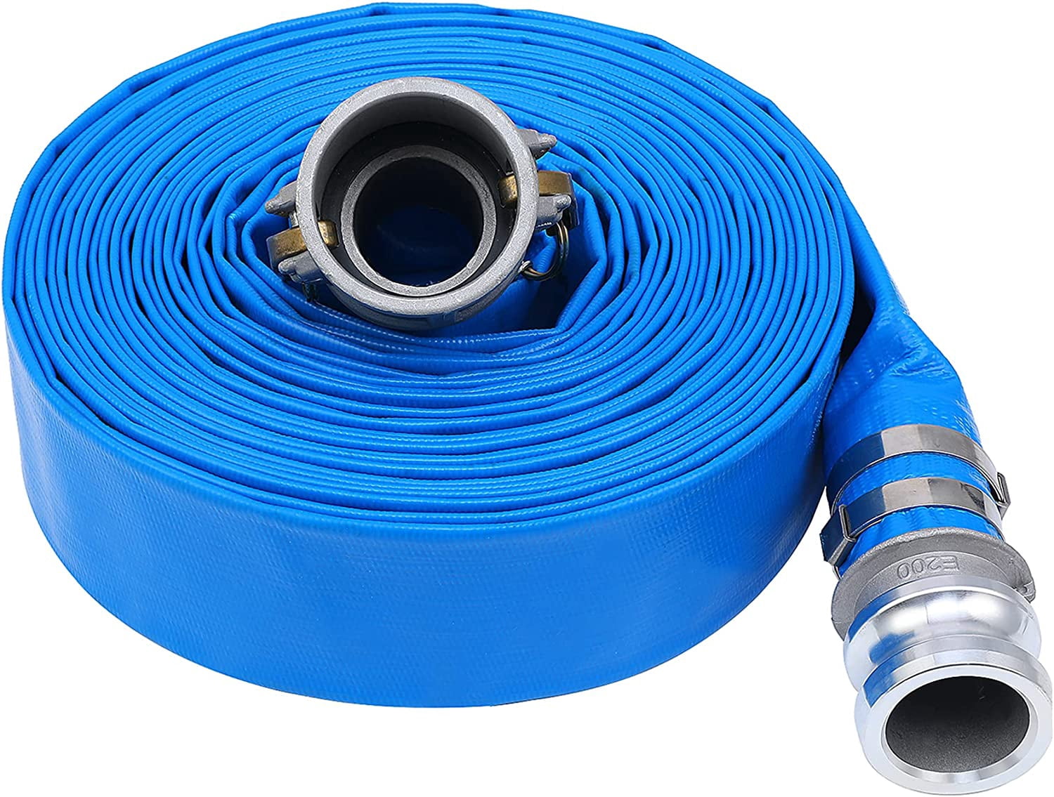 1" x 100ft PVC Lay Flat Discharge Hose With Aluminum Camlock C & E ...