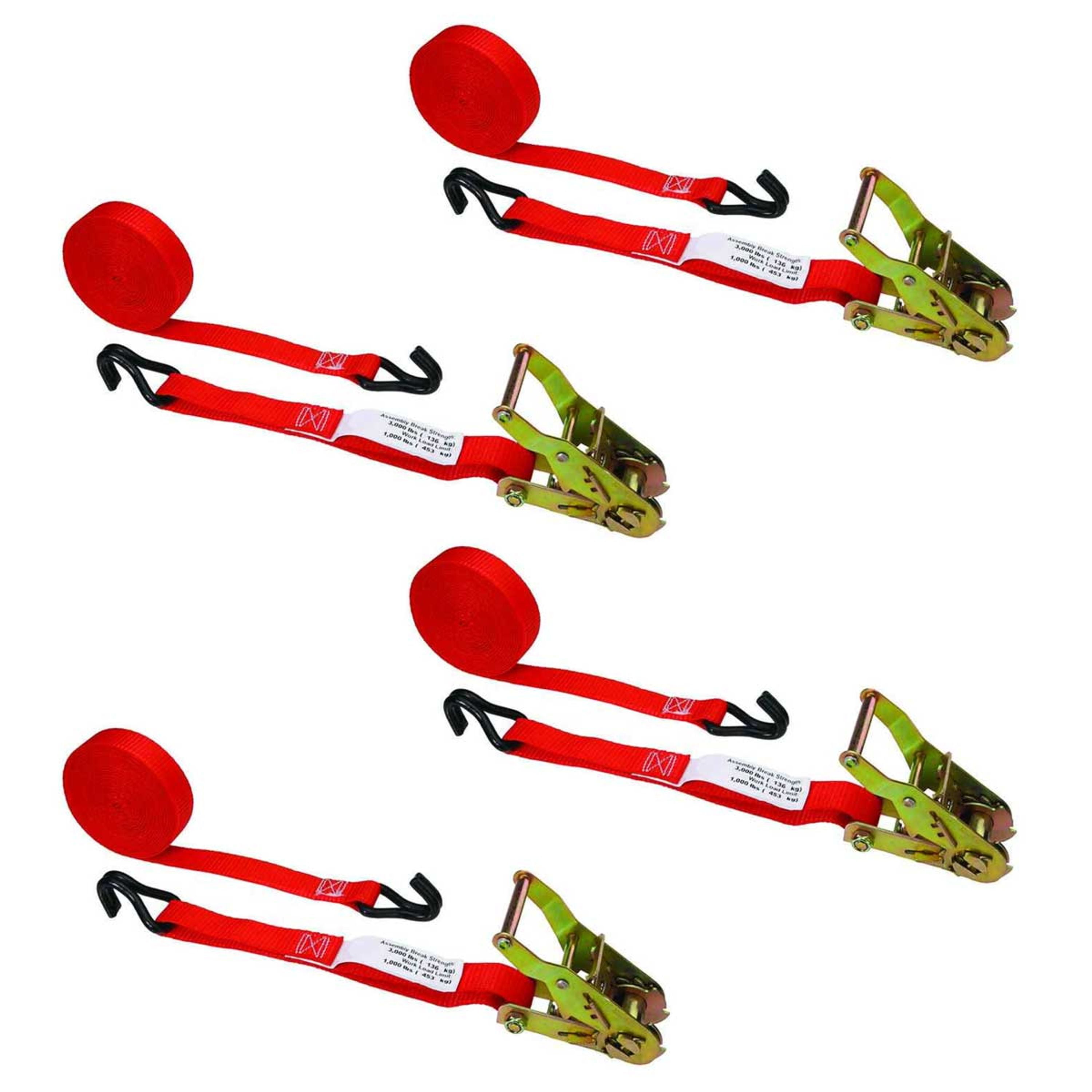 1" x 15' Ratchet Strap w/ Vinyl Coated Wire Hooks - 4 Pack - Walmart.com