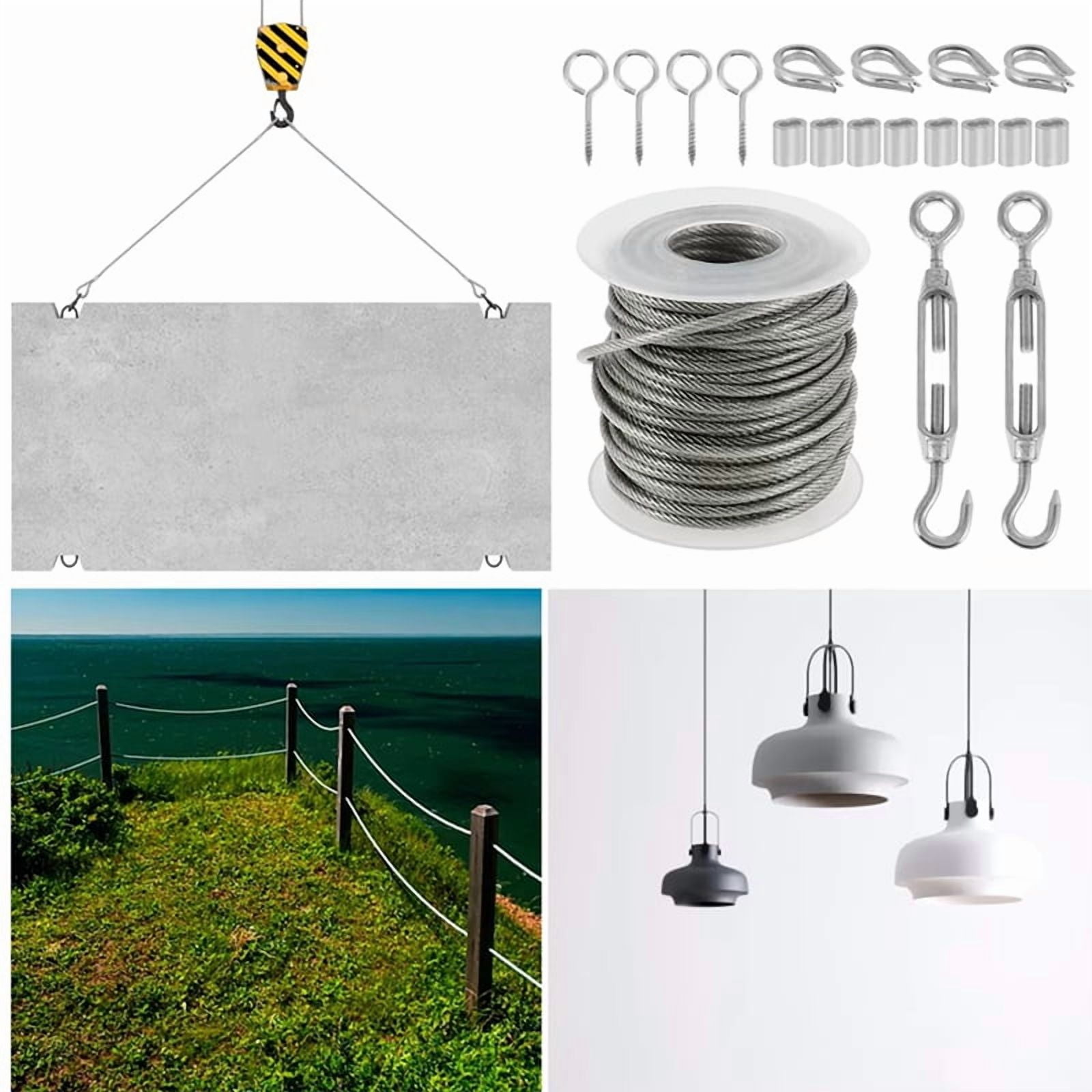 1 x 15m PVC Coated Wire Rope 5 x turnbuckle 10 x screw eye bolt 20 x ...