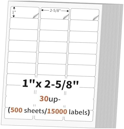 1"x 2 5/8" (500 Sheets) Address Labels, Labels Sticker Paper for Laser ...
