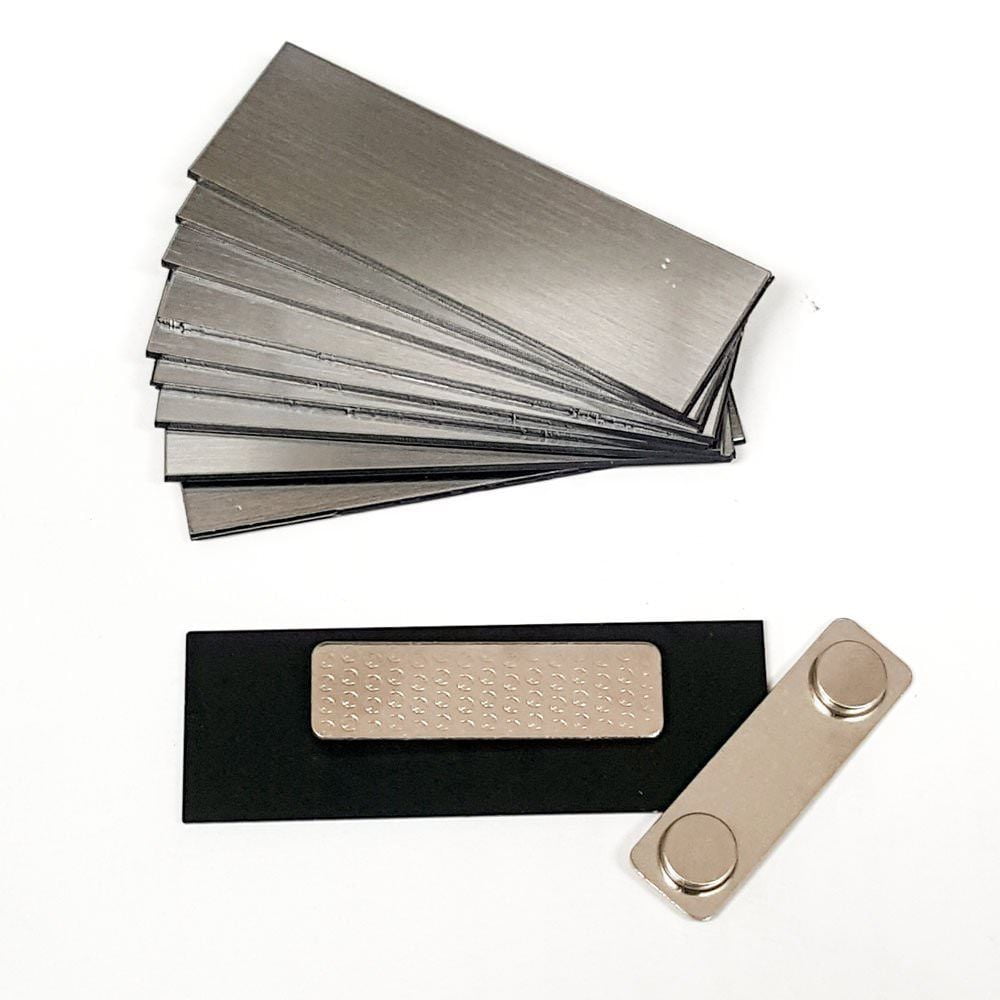 1" x 3" Name Tag Badge Blanks with Magnetic Backing - 50 Pack (Silver ...