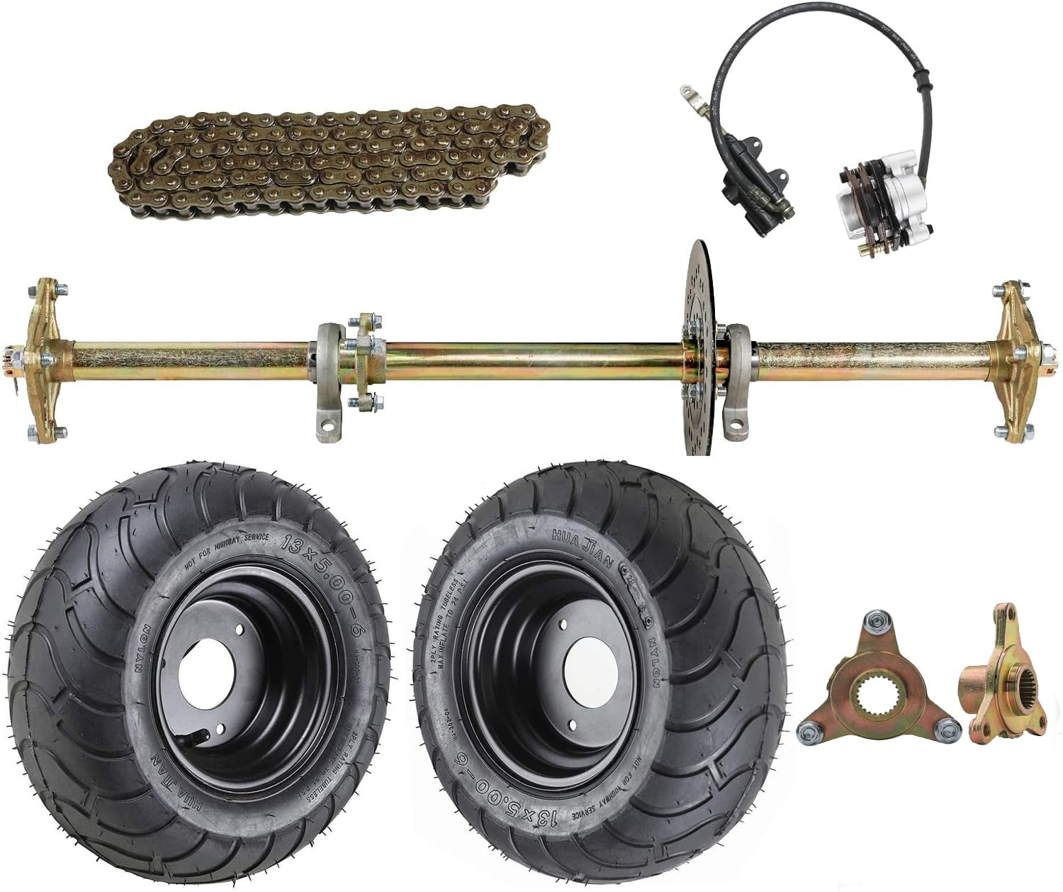 1" x 32" Complete Go Kart Steel Live Axle Kit with 13x5.00-6 Wheels ...