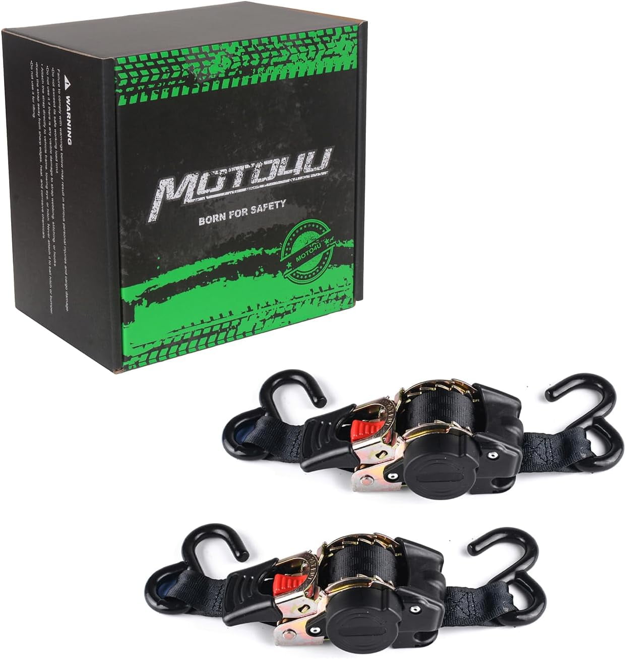 1" x 6' Retractable Ratcheting Tie-Down Strap Self-contained Compact ...