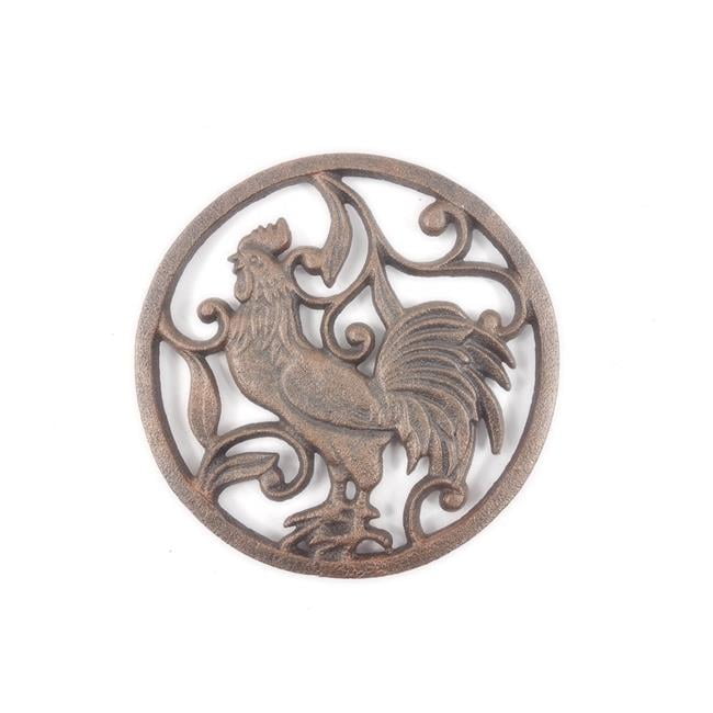 1 x 8 x 8 in. Rustic Copper Cast Iron Rooster Trivet - Walmart.com