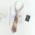1 x Boys Non-Elastic Small Tie - Plaid Geometric Pattern, Soft Fabric ...