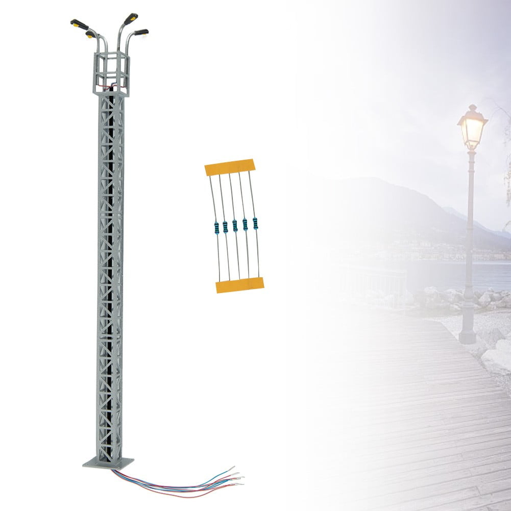 1 x HO Tower Light LED Made Yard Light Working Assembled Metal Silver ...