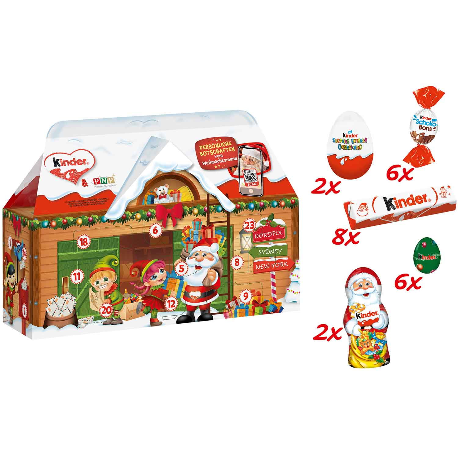 1 x KINDER Chocolate advent calendar SANTA'S HOUSE -Christmas Countdown ...