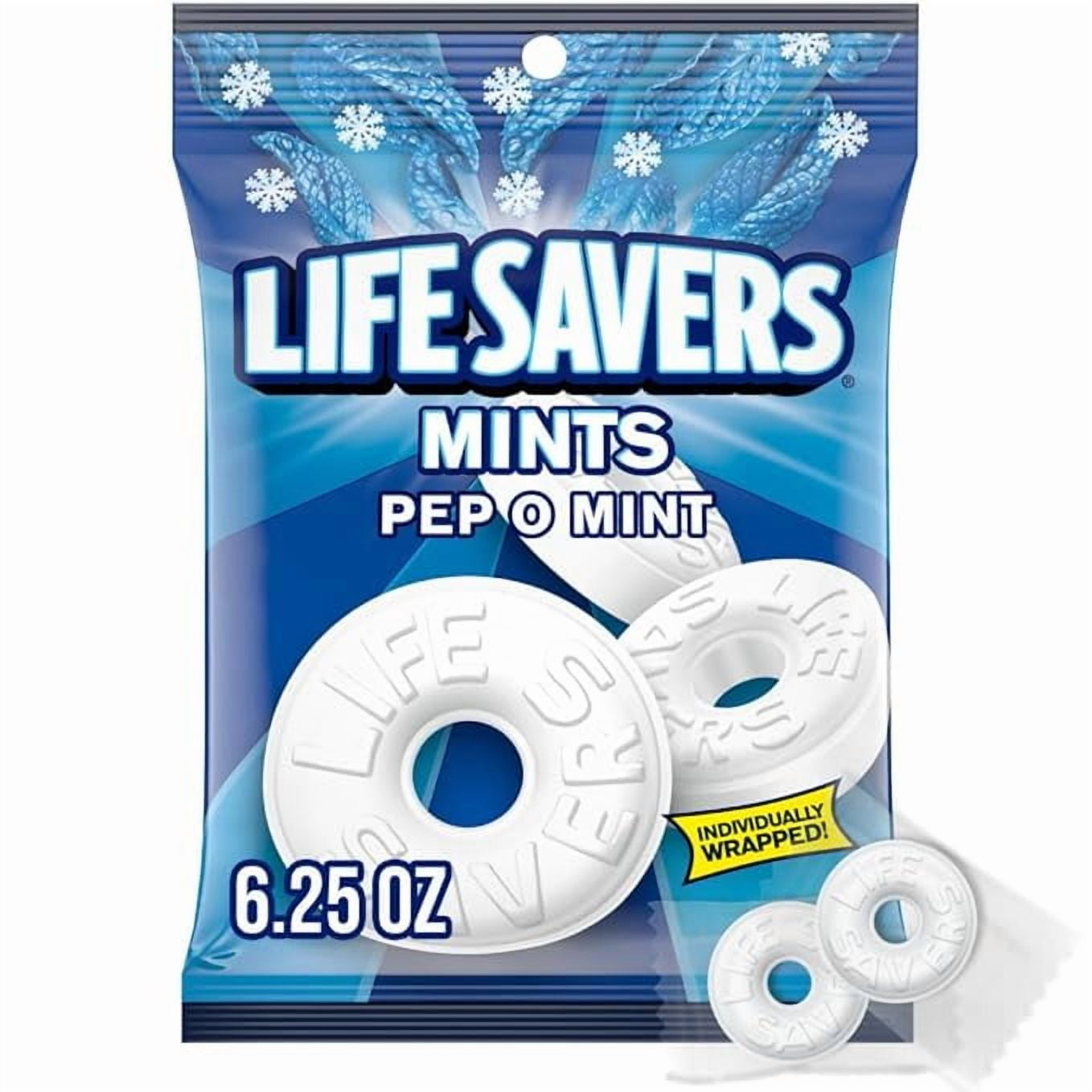 1 x LIFE SAVERS Pep-O-Mint Hard Candy Peppermint Blue Bag Individually ...