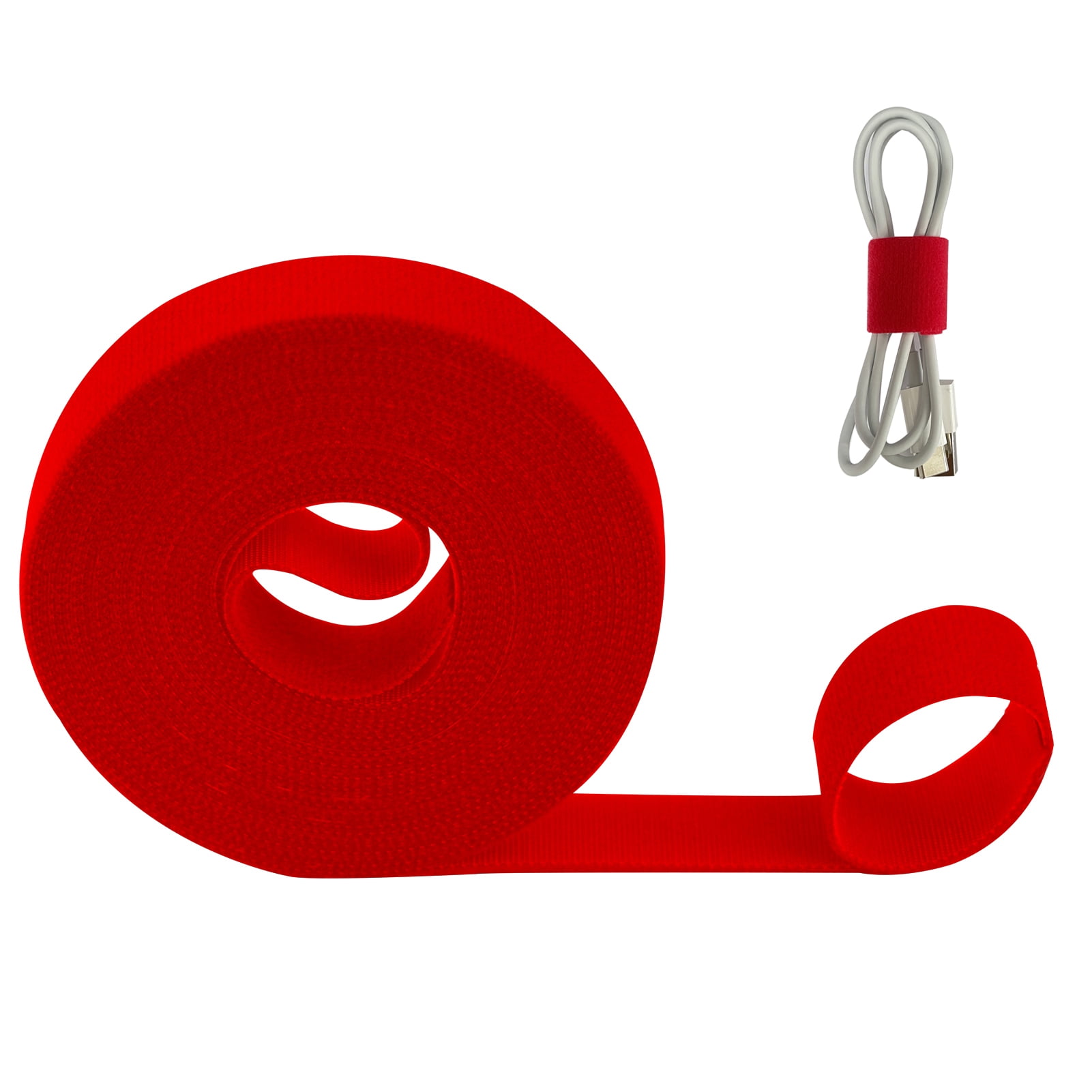 1"x20ft Hook and Loop Roll with 30 Metal Buckles, Cut-to-Length Cinch ...