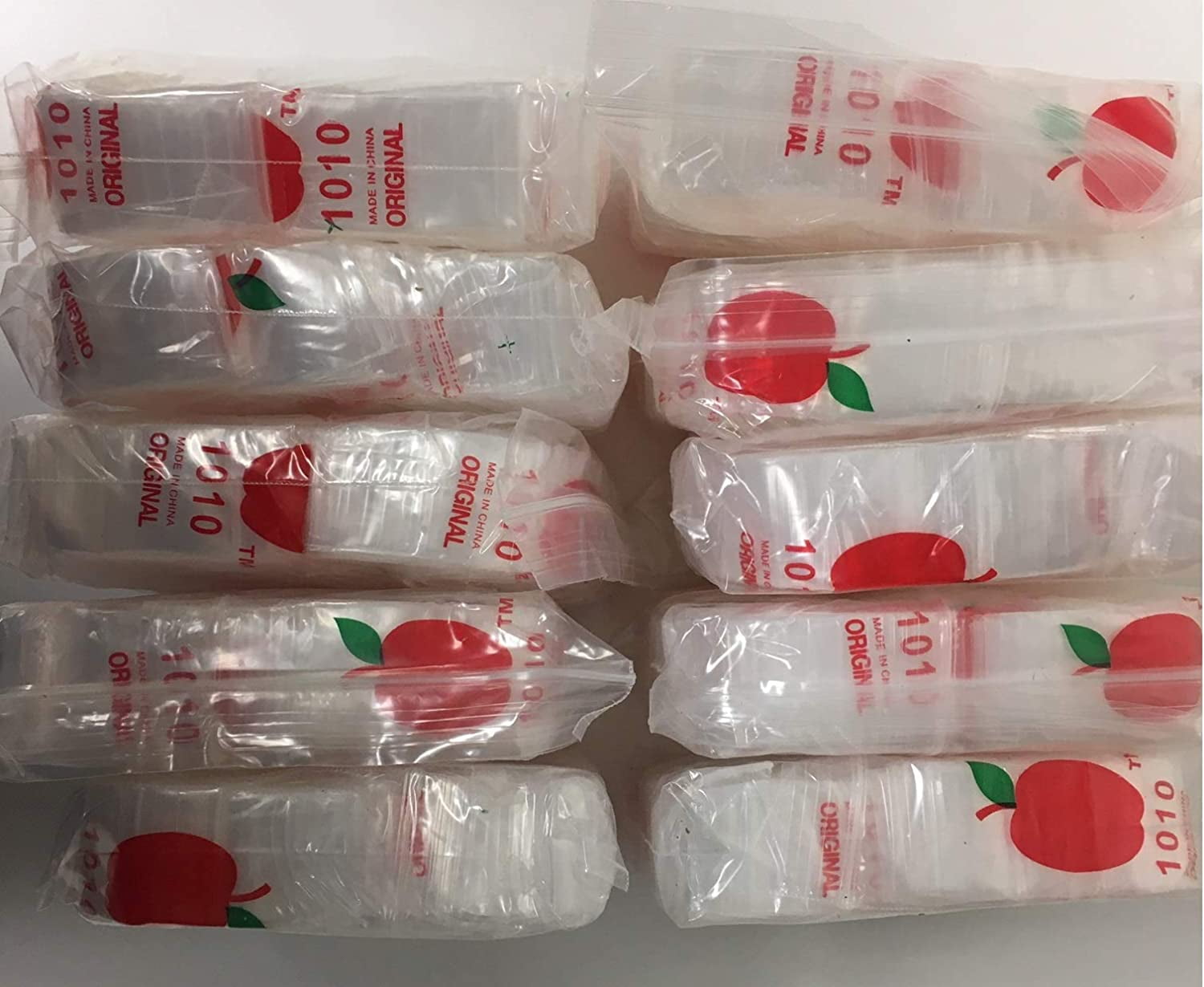 10,000 1x1 2mil Apple Brand Clear Resealable Bags 1 1010 1" X 10000 ...