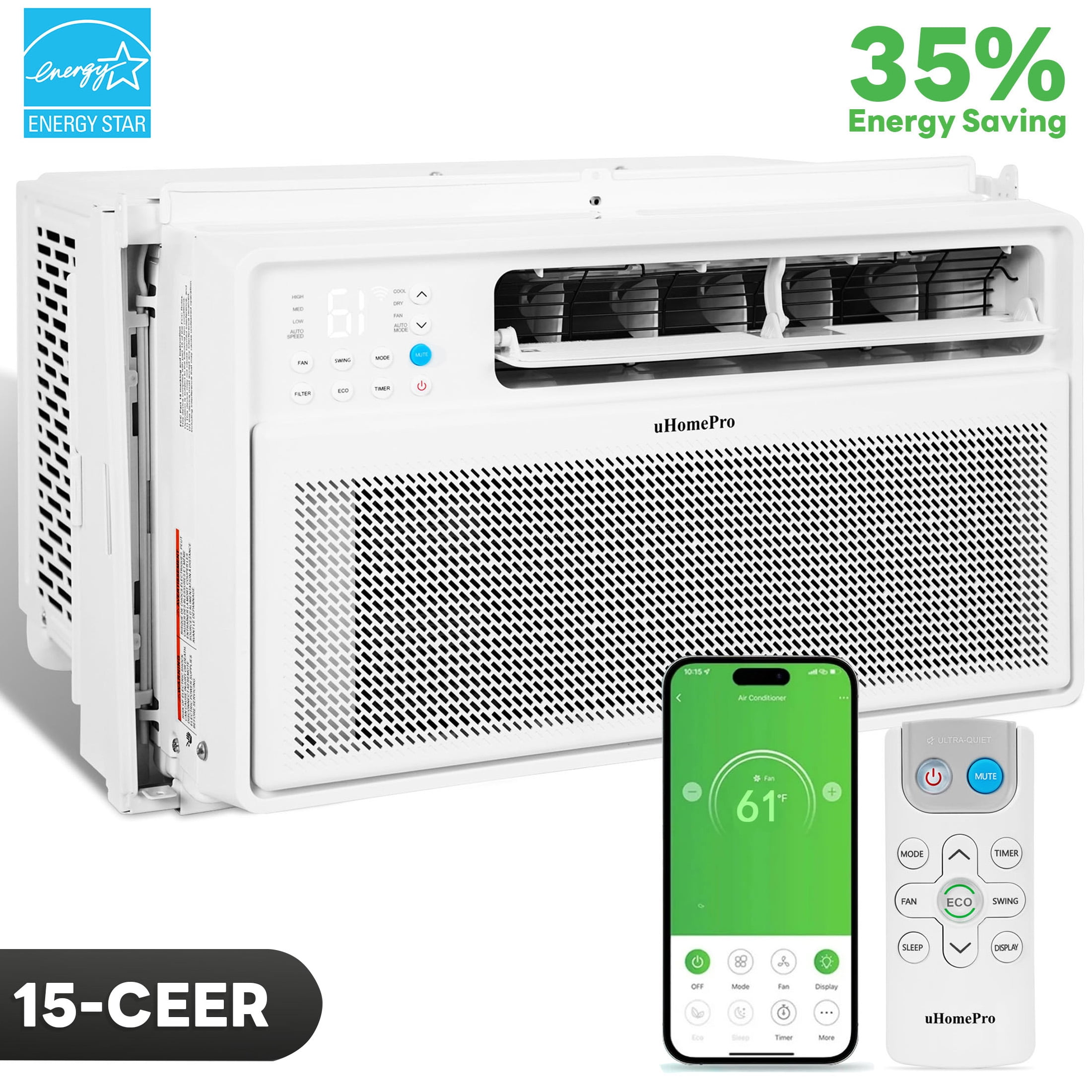 UHOMEPRO 10,000 BTU Quiet Window Air Conditioner with Remote - Energy ...