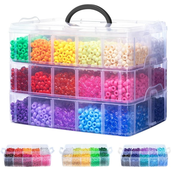 10,000 Pcs Pony Beads, Beads for Hair, 30 Assorted Colored Beads for ...