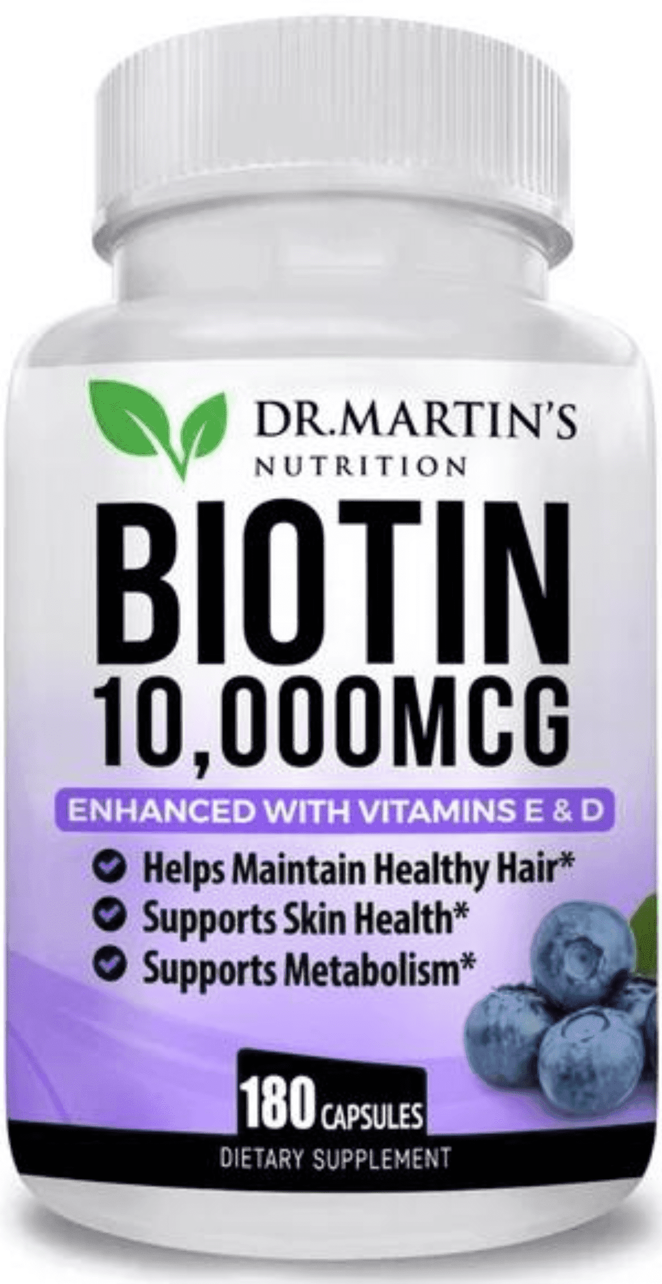DR. MARTIN'S NUTRITION Biotin 10000 mcg Supplement with Vitamin D E for ...