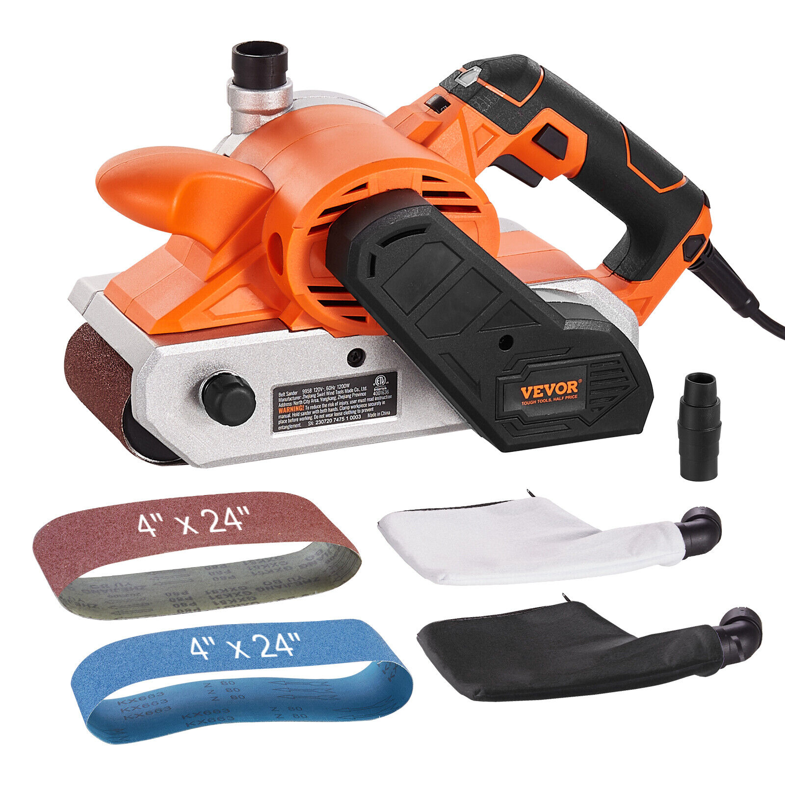 10.0AMP 4" x 24" Belt Sander Woodworking Workshop Corded Electric 6 ...