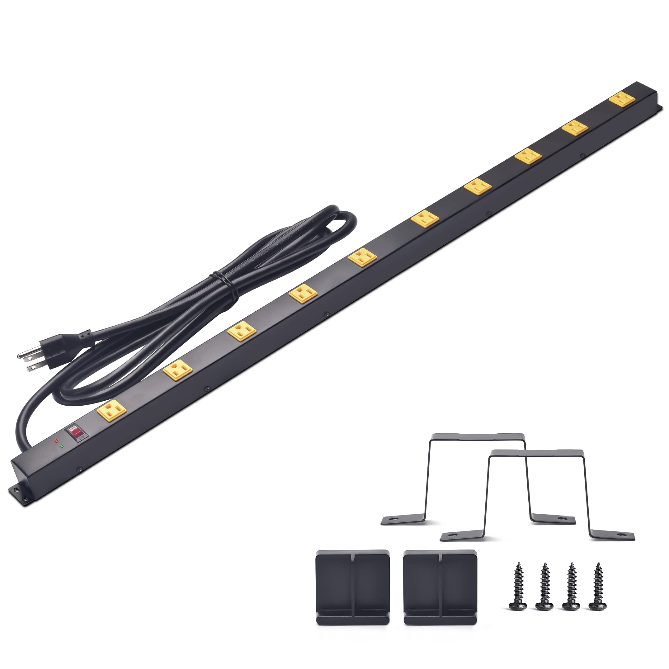10-0utlet Heavy Duty Power Strip Surge Protector Metal Long Extension ...