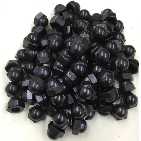 (10) 1/4-20 Acorn Cap Hex Nuts Black Oxide Bolt Thread Cover Smooth ...