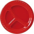 10.25" Apple Red Divided Round Plates, Durable Plastic with Three ...