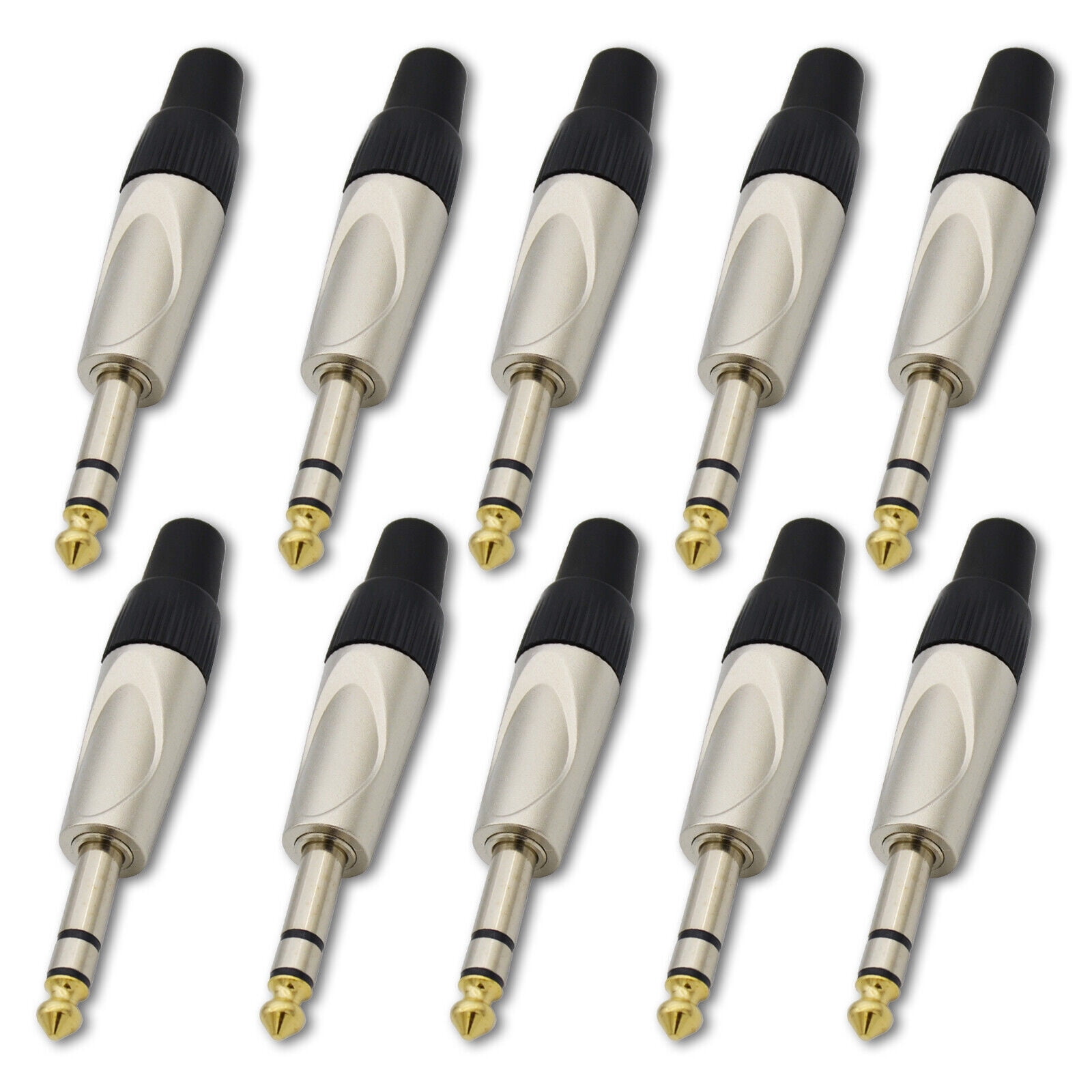 10,1/4" Stereo 6.35mm TRS Male Jack Cable Connector for Guitar Audio ...