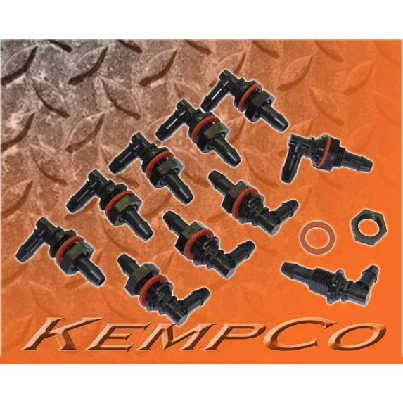 (10) 1/4" x 1/4" Hose Barb Bulkhead Elbow Fitting Adapter w/ Hex Nut ...