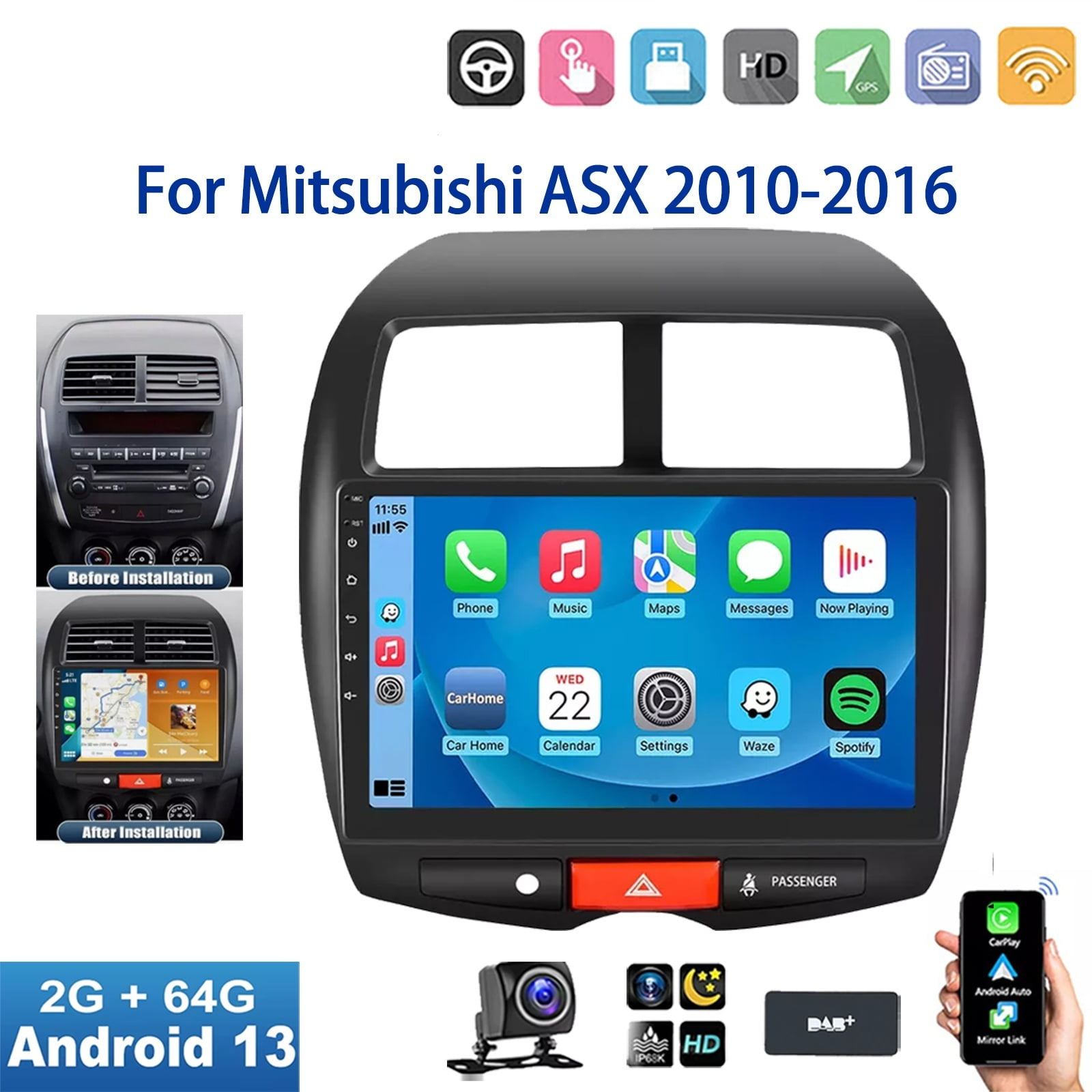 10.1" Android 13 Carplay/ Car Stereo For Mitsubishi ASX 2010-2016 Android Auto Radio Touchscreen ...
